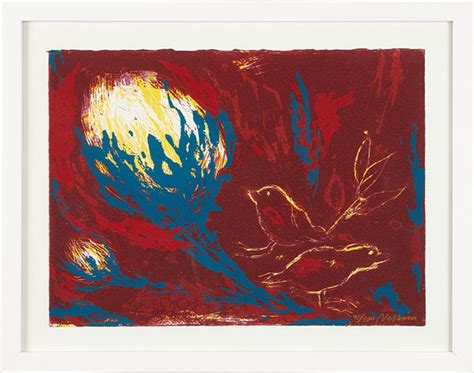 Suzanne Nessim FÖdd 1944 Fågelpar Signerad Och Numrerad Färgserigrafi Konst Grafik