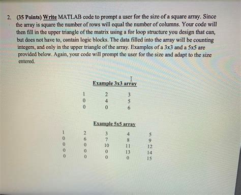 Solved 2 35 Points Write Matlab Code To Prompt A User For