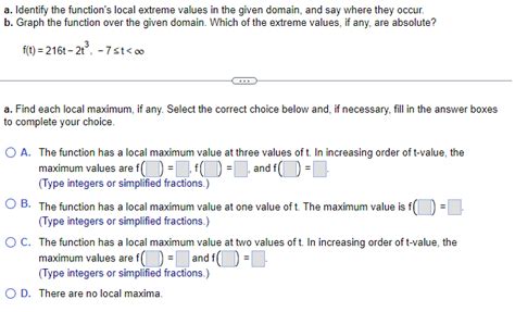 Solved A Identify The Functions Local Extreme Values In