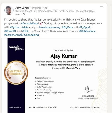 Console Flare On Linkedin Data Growth Career Datascience