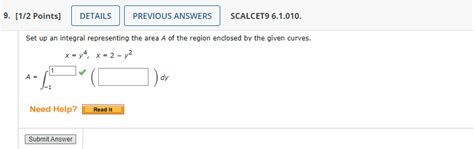 Solved Set Up An Integral Representing The Area A Of The Chegg