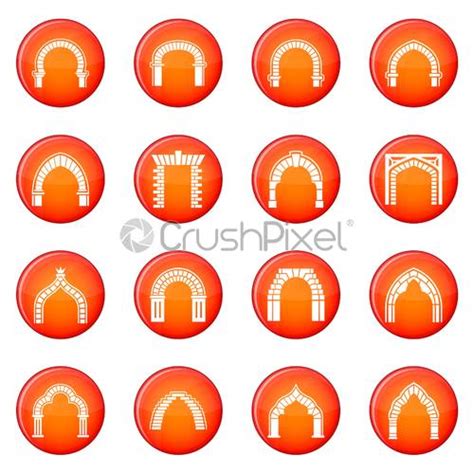 Arch Types Icons Set Red Vector Stock Vector 5546097 Crushpixel
