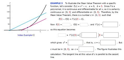 Solved EXAMPLE 3 To Illustrate The Mean Value Theorem With A Chegg Com