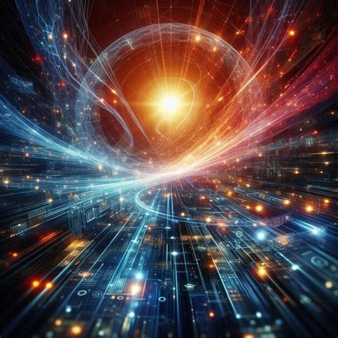 Background Information Transfer Using Glowing Data Cables Premium Ai