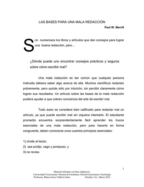 las bases para una mala redacción