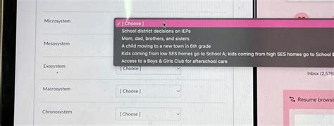 Solved Microsystem Mesosystem Choose School District