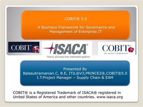 Cobit 5 Business Framework Governance And Management Of Enterprise It Pptx It And Internet