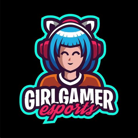 Logotipo De Juego De Mascota De Chica Gamer Vector Premium