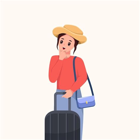Premium Vector Girl Tourist Traveler Character Illustration
