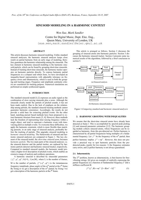 Pdf Sinusoid Modeling In A Harmonic Context