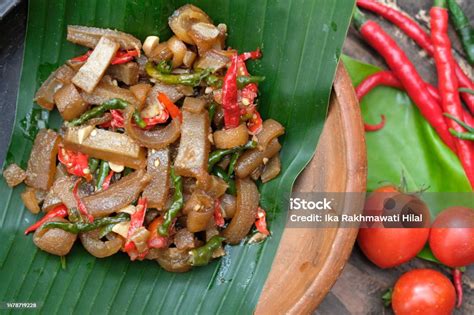 Oseng Kikil Sapi Cabe Ijo Merah Is A Traditional Indonesian Dish Made From Cow Skin Or Tendon