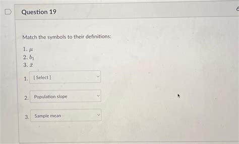 solved question 19 match the symbols to their definitions