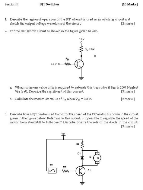 Solved Section F BJT Switches Marks Describe The Chegg