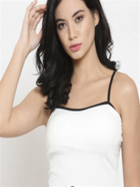 Buy Laceandme White Black Solid Non Wired Lightly Padded Camisole Bra Bra For Women