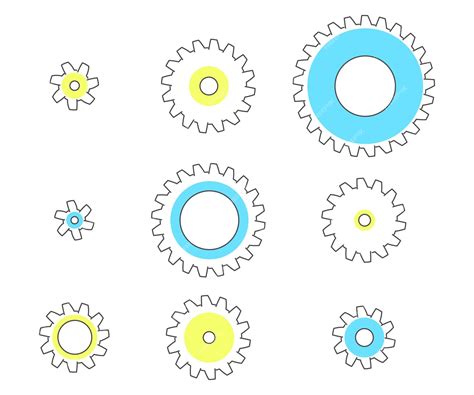 Premium Vector Flat Line Gears Colored Geometry