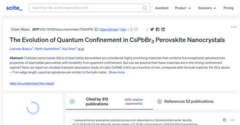 The Evolution Of Quantum Confinement In Cspbbr 3 Perovskite Nanocrystals
