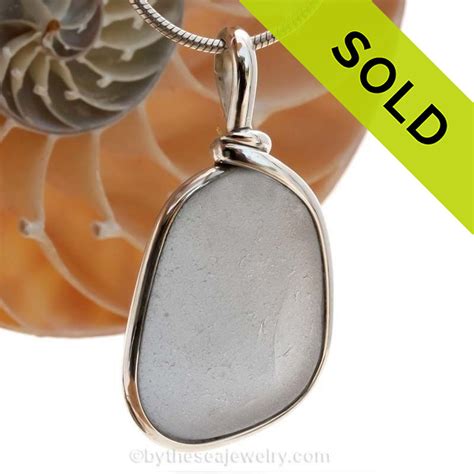 Large And P E R F E C T Palest Aqua Genuine Sea Glass Original Wire Bezel