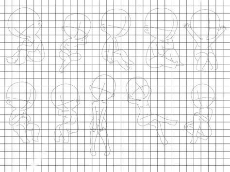 Procreate Chibi Pose Stamp Brushes 34 Procreate Chibi Sitting Poses Cartoon Manga Character