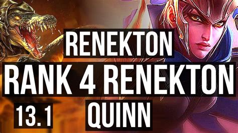 Renekton Vs Quinn Top Rank 4 Renekton 29m Mastery 302 600