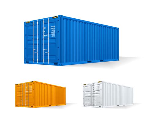 Realistic Detailed 3d Shipping Cargo Container Set Vector 15936780