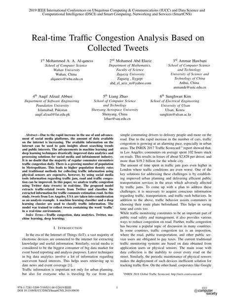 Pdf Real Time Traffic Congestion Analysis Based On Collected Tweets
