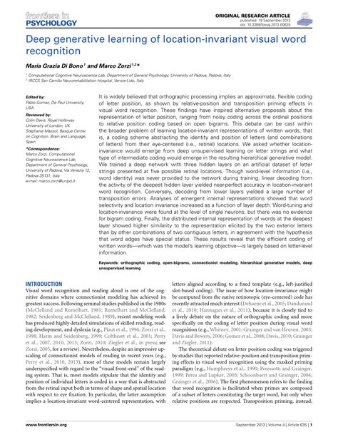 Pdf Deep Generative Learning Of Location Invariant Visual Word Recognition