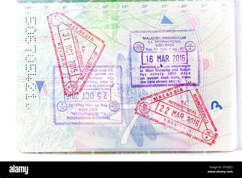 Inside Of Old Eu Passport With Malaysia Kl Immigration Country Stamps