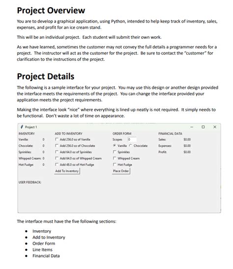 project overview you are to develop a graphical