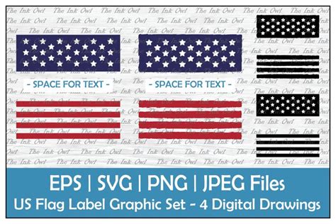 Decorative American Flag Square Frame Template Clipart