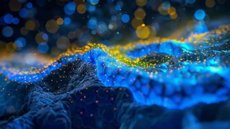 A Section Of Tissue Glowing Under Blue And Yellow Fluorescence