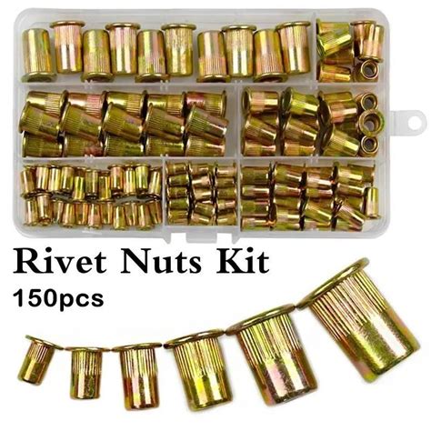 150pcs M3 M10 Carbon Steel Flat Threaded Rivet Nut Flange Rivnut