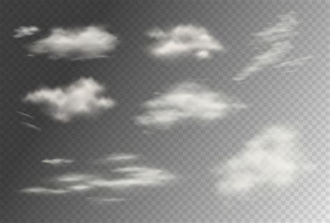 逼真的向量透明雲集合多雲蓬鬆的天空插圖風暴雨雲效應大氣氣候概念範本向量圖形及更多一組物體圖片 一組物體 具有特定質地 冬天 Istock