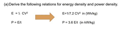 Get Answer A Derive The Following Relations For Energy Density And
