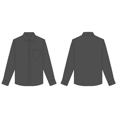 Black Long Sleeve Button Shirt Mockup Illustration PNG
