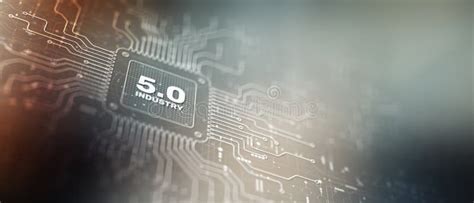 Industry 5 Human Centric Manufacturing Illustrated On A Processor Stock Industry 5 Human Centric Manufacturing Illustrated On A Processor Stock