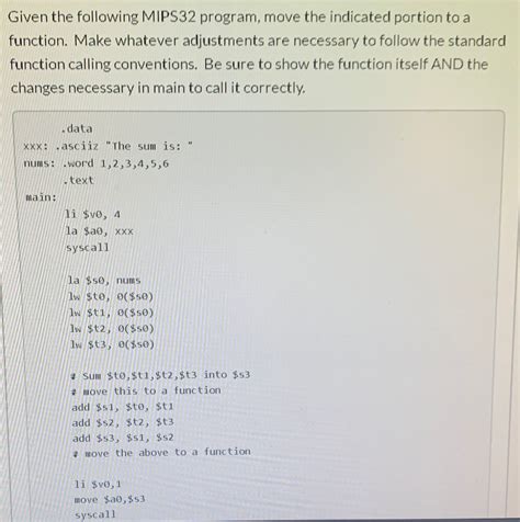 Solved Given The Following MIPS32 Program Move The Chegg