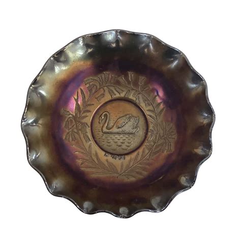 Depression Era Carnival Glass Black Swan Bowl