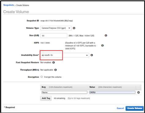Amazon EBS Volume Backup And Restore In Different AZ