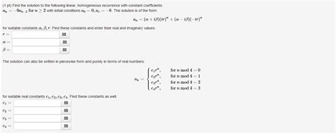 solved 1 pt find the solution to the following linear