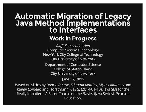Automatic Migration Of Legacy Java Method Implementations To Interfaces