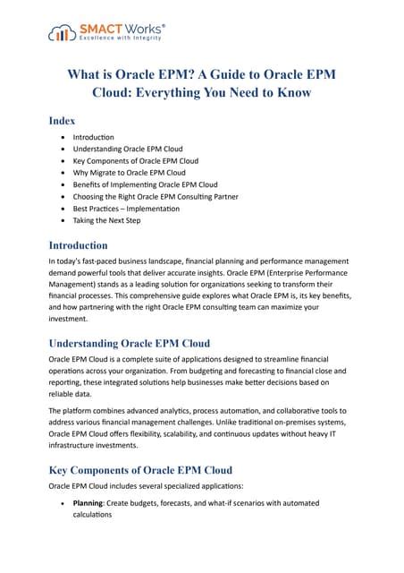 What Is Oracle Epm A Guide To Oracle Epm Cloud Everything You Need To Know Pdf