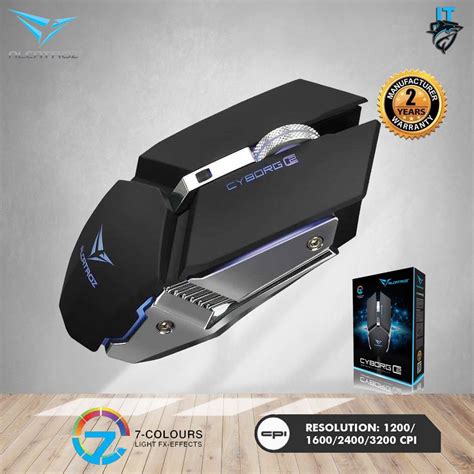 Alcatroz Cyborg C2 5 Butoon Gaming Mouse 7 Colours Light Effects 3200