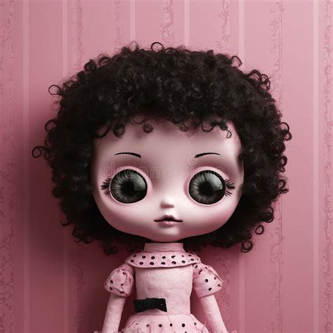 Pink Doll With Pink Hair On Pink Background Wide Eyed Pink Outfit