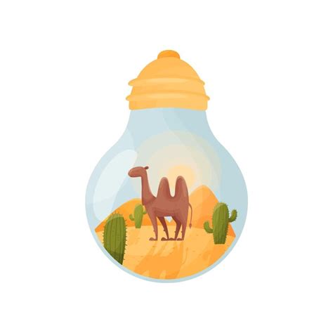 Premium Vector Camel In The Desert Figure Inside The Light Bulb