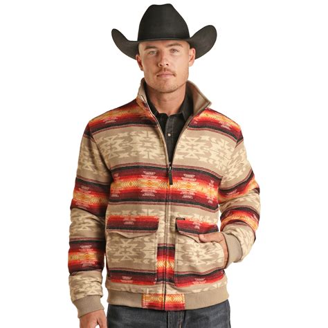 Murdochs Rock And Roll Denim Mens Horiztontal Aztec Bomber Jacket