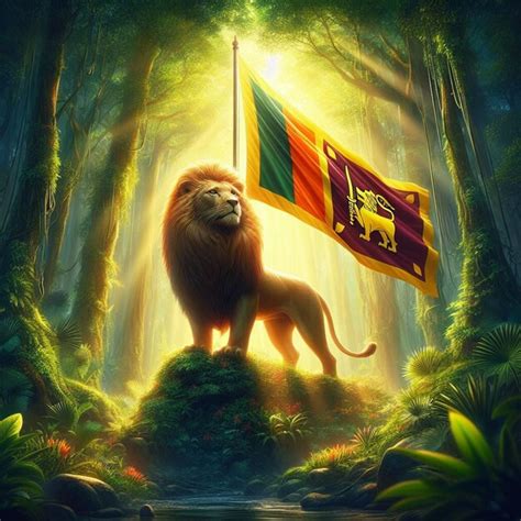 Premium Ai Image Majestic Sri Lankan Lion Proudly Holding The