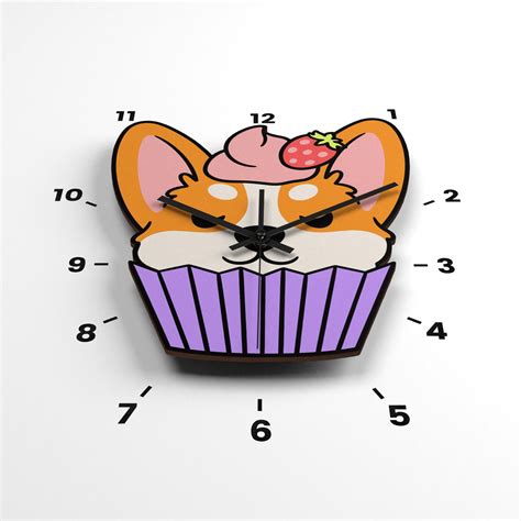 ᐉ Годинник настінний Lex Altern Мила коргі і кекс деревяний • Краща ціна в Києві Україні
