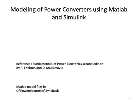 Ppt Modeling Of Power Converters Using Matlab And Simulink