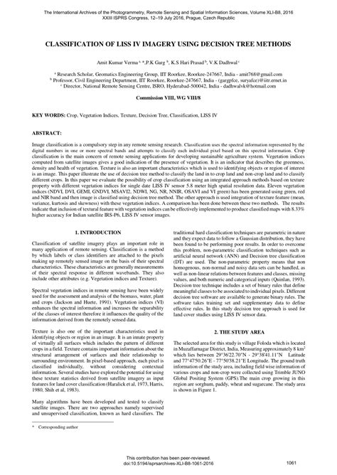 Pdf Classification Of Liss Iv Imagery Using Decision Tree Methods