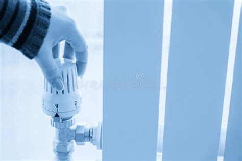 Radiator Adjustment Closeup Female Hand Adjusting Radiator Temperature Stock Image Image Of